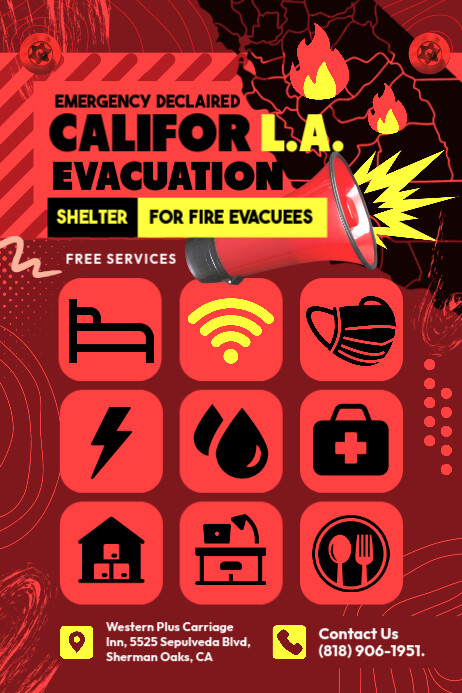 California Wildfire Evacuation Shelter Poster Template | PosterMyWall