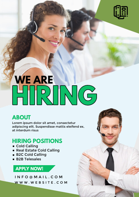 Plantilla de Call Center Hiring Flyer | PosterMyWall