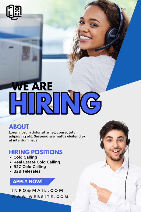 Call Center Hiring Pinterest Graphic Templat | PosterMyWall