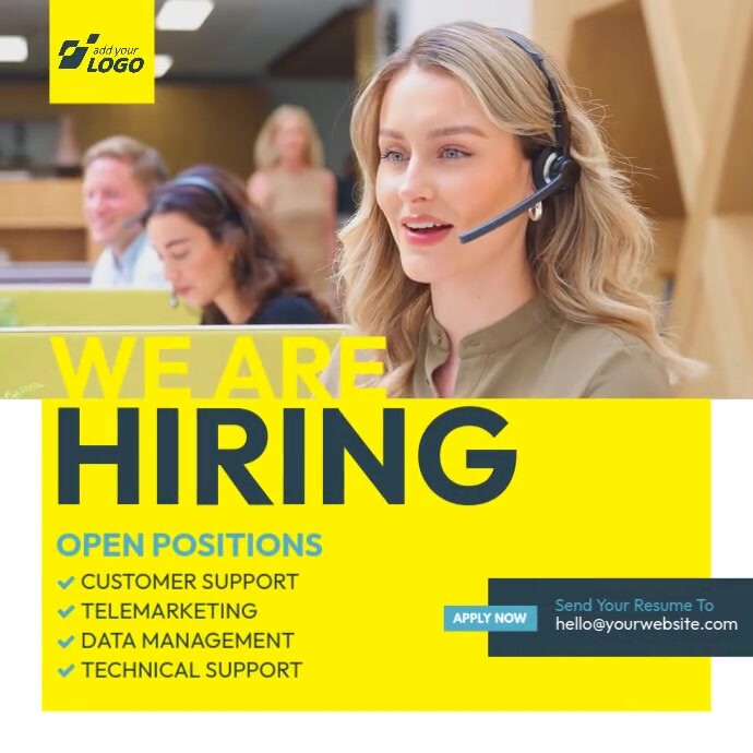 Call Center Hiring Video Template | PosterMyWall