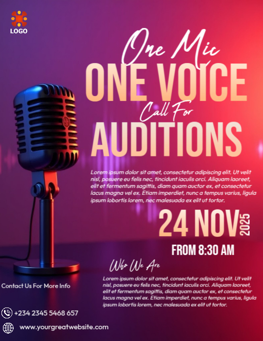 Call for auditions flyer Template | PosterMyWall