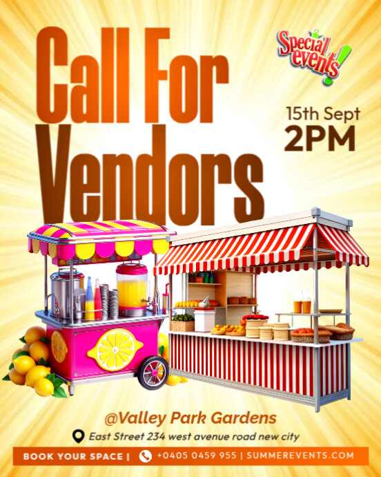 Call for vendors food event invitation social media promotion online ...