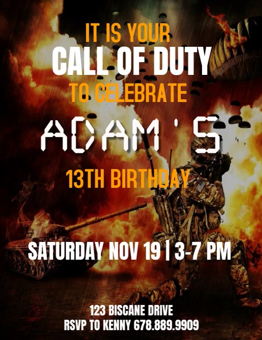 CALL OF DUTY BIRTHDAY Template | PosterMyWall