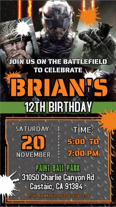 Call of duty editable template invitation instagram story | PosterMyWall