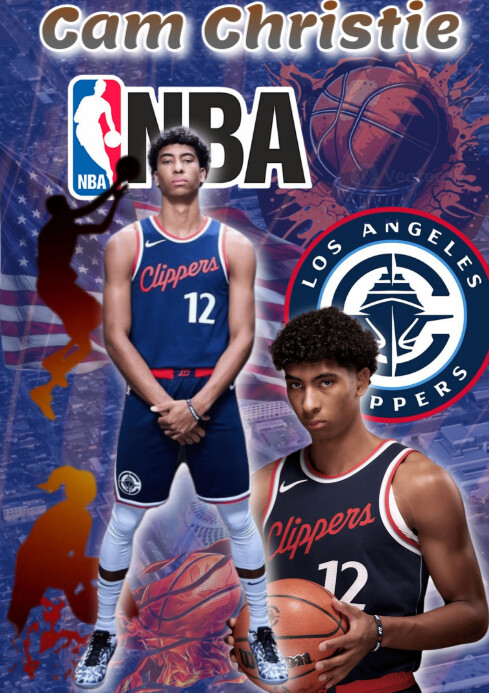 Cam Christie Los Angeles Clippers NBA Basketball Template | PosterMyWall