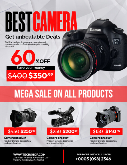 Camera sale products price menu list flyer template | PosterMyWall