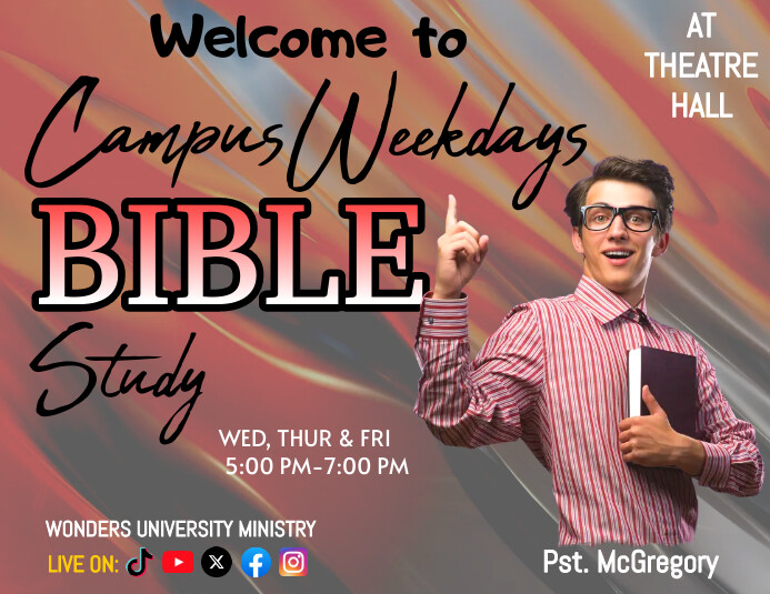 Plantilla de Campus Week Day Bible study flyer | PosterMyWall