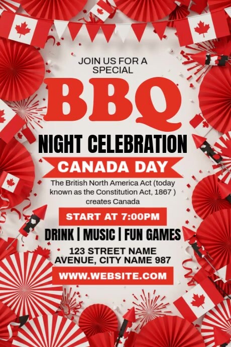 Canada Day Barbeque Celebration Template | PosterMyWall
