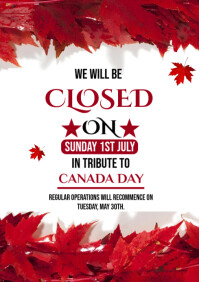 Canada Day Closed A4 Template | PosterMyWall