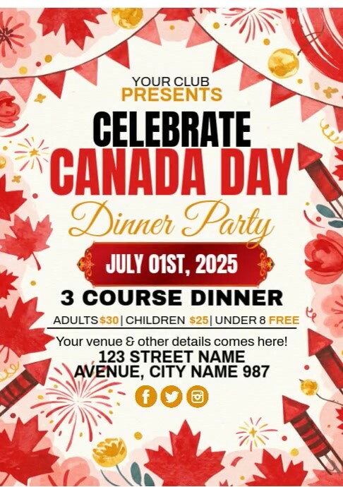 Plantilla de Canada Day Dinner Ads | PosterMyWall