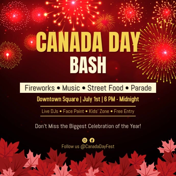 Copy of Canada Day Fireworks Instagram Post Template | PosterMyWall