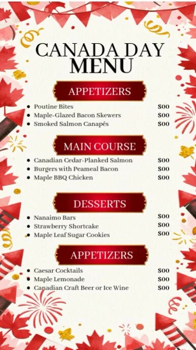 Copy of Canada Day Menu | PosterMyWall