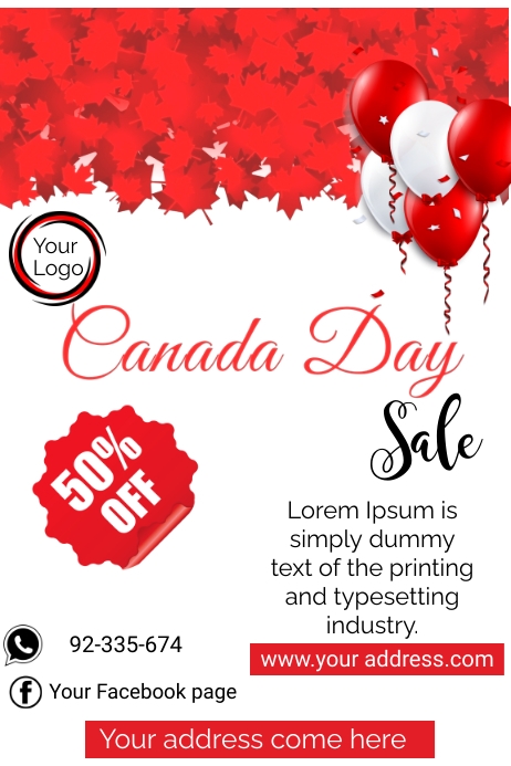 Canada Day sale, Canada day Template | PosterMyWall
