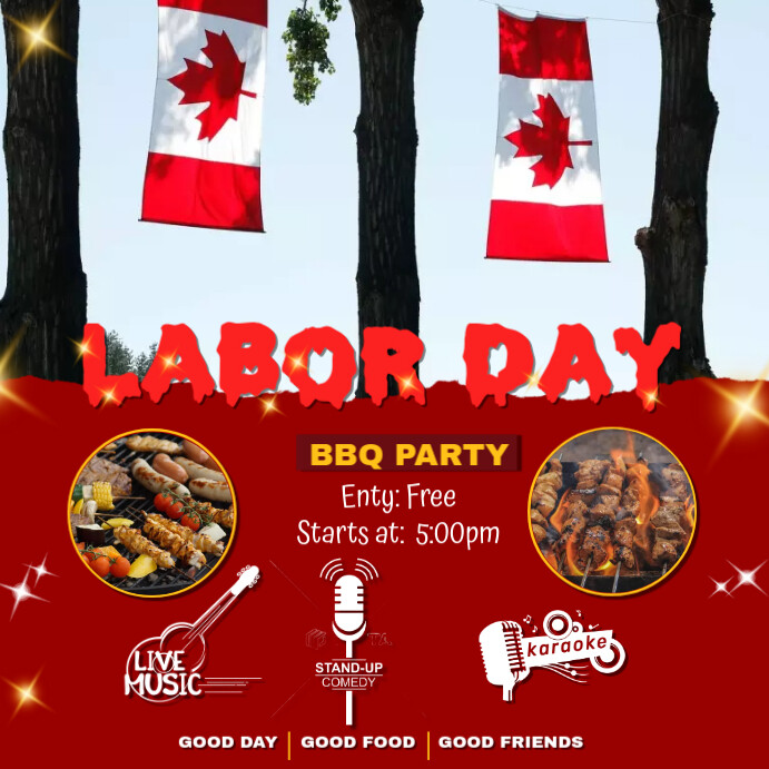 CANADA LABOR DAY BBQ PARTY FLYER TEMPLATE | PosterMyWall