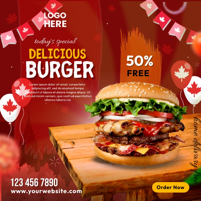 Canadian Burger Promo Template | PosterMyWall