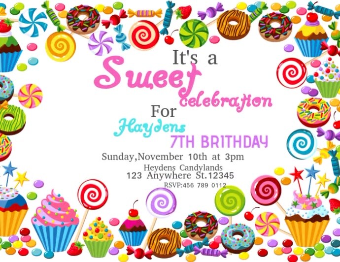 Candies Birthday Invitation Template | PosterMyWall