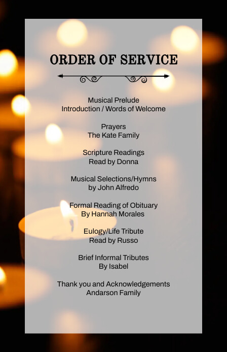Candle Funeral order of service tamplate Template | PosterMyWall