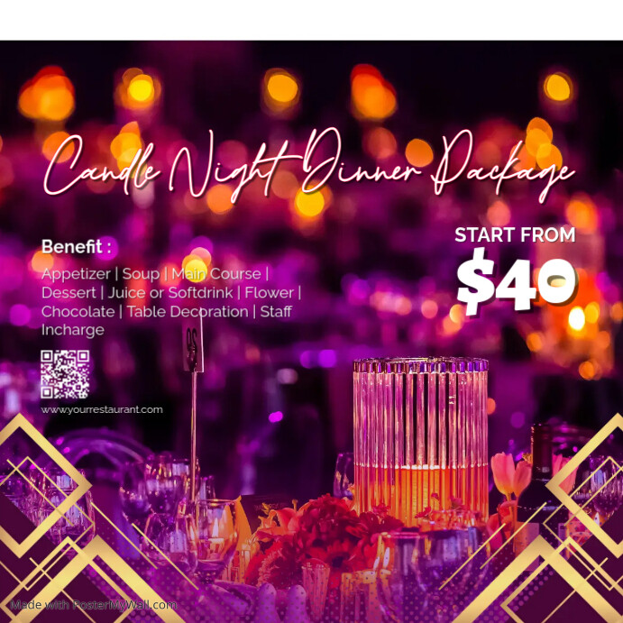 Candle night dinner package Template | PosterMyWall