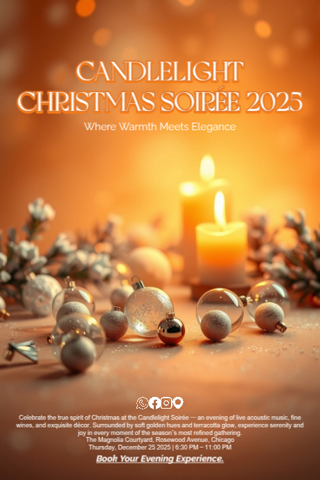 Plantilla de Candlelight Christmas Celebration Background – Warm ...