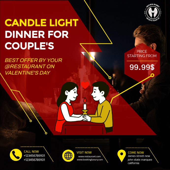 Candlelight Dinner Flyer for Couples | Valentine's Day Romantic Dinner ...