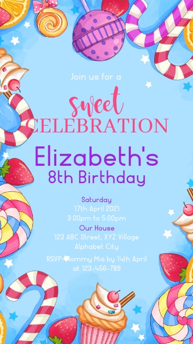 Candy Land Birthday Invitation Template | PosterMyWall