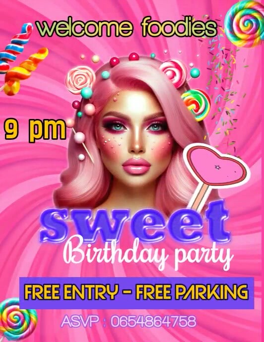 Modèle candy party template | PosterMyWall