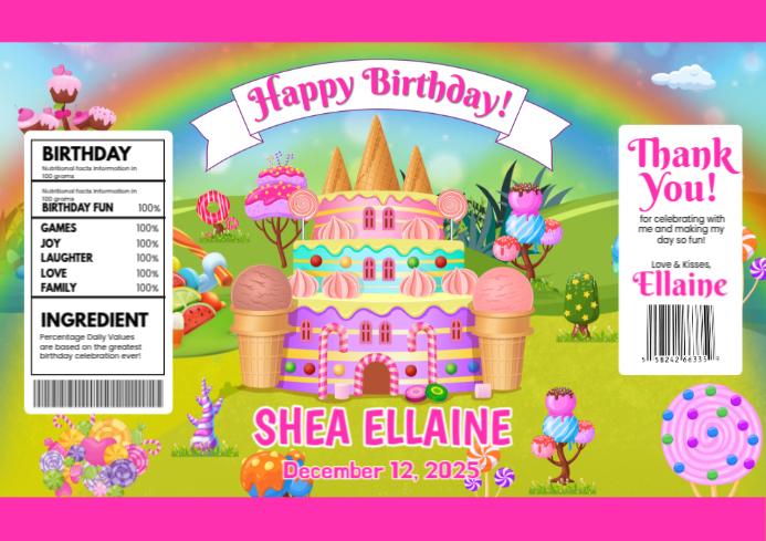 Candyland Birthday Chipbag Label Template | PosterMyWall