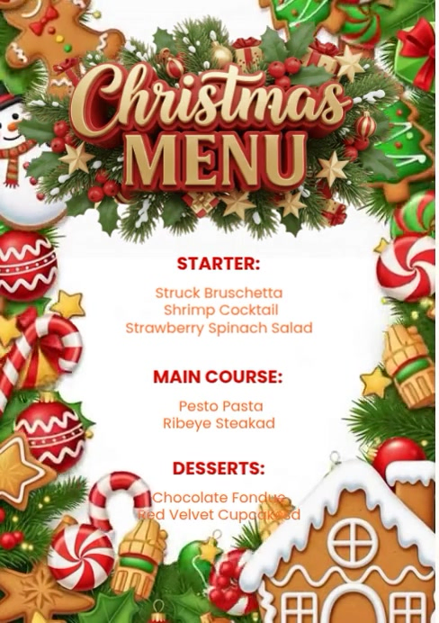 Candyland Christmas Menu Template | PosterMyWall