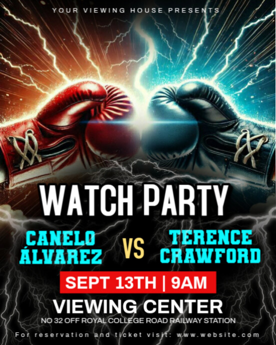 Canelo Alvarez vs Terence Crawford Boxing Watch Party Flyer Template ...