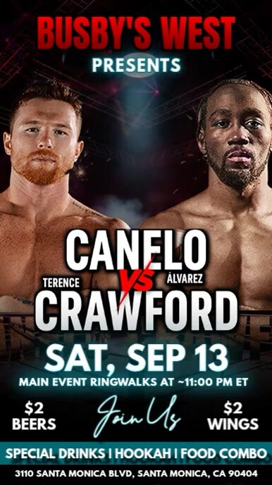 Copy of Canelo vs Crawford: Undisputed Boxing Championship Match Watch ...