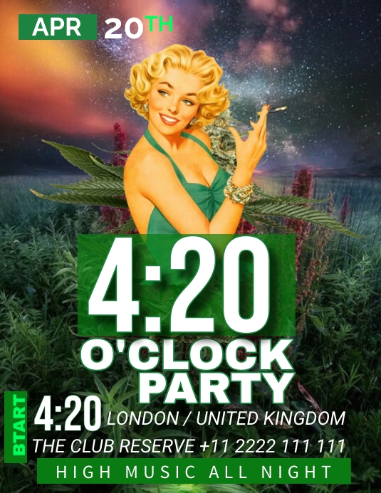 cannabis 4:20 party flyer template | PosterMyWall