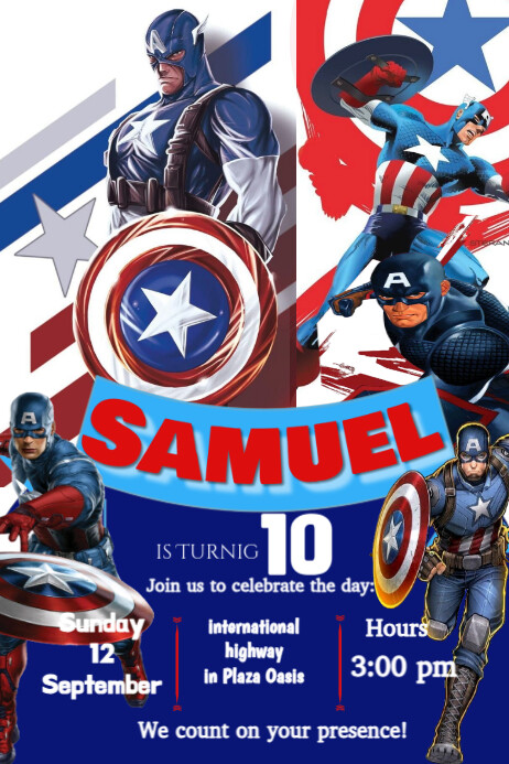 Copy of Captain America invitation Marvel celebration happy Brithday ...