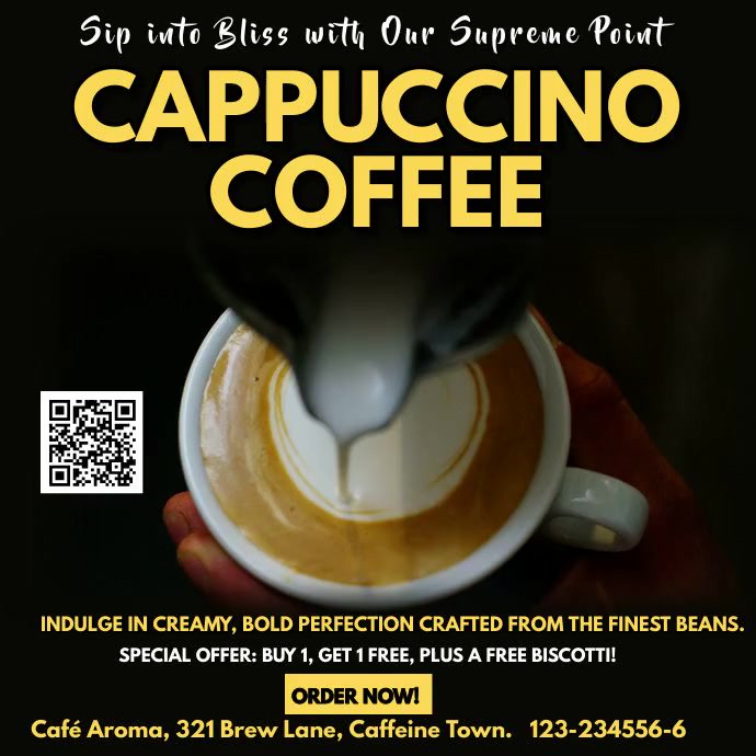 Cappuccino Coffee Ad for Social Media Template | PosterMyWall