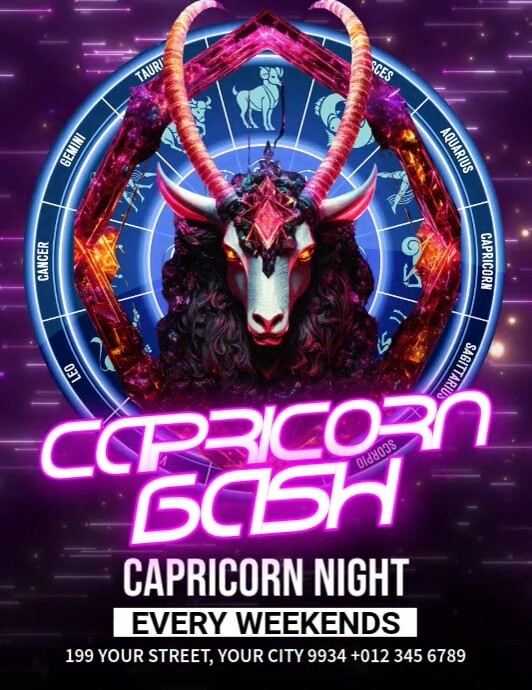 Capricorn Bash Club Template | PosterMyWall
