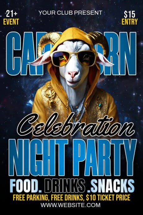 Capricorn Celebration Night Party Template | PosterMyWall