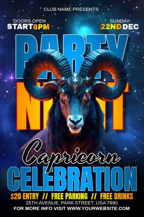 Copy of Capricorn Celebration Party Night | PosterMyWall