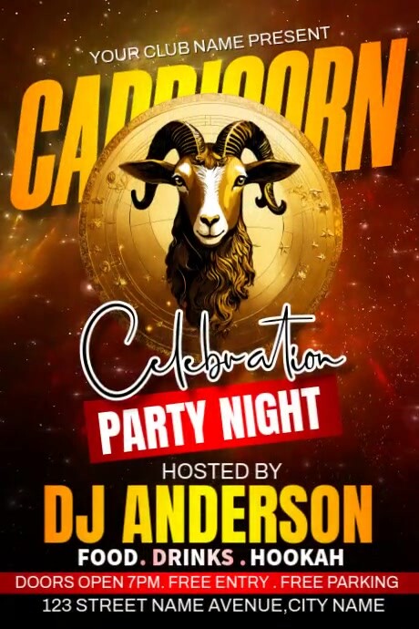 Capricorn Celebration Party Night Template | PosterMyWall