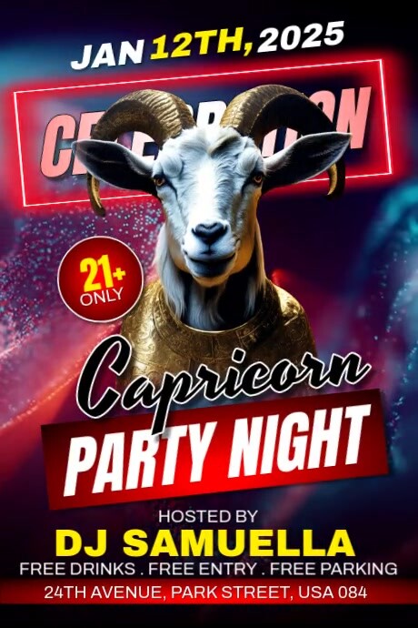 Plantilla de Capricorn Celebration Party Night | PosterMyWall