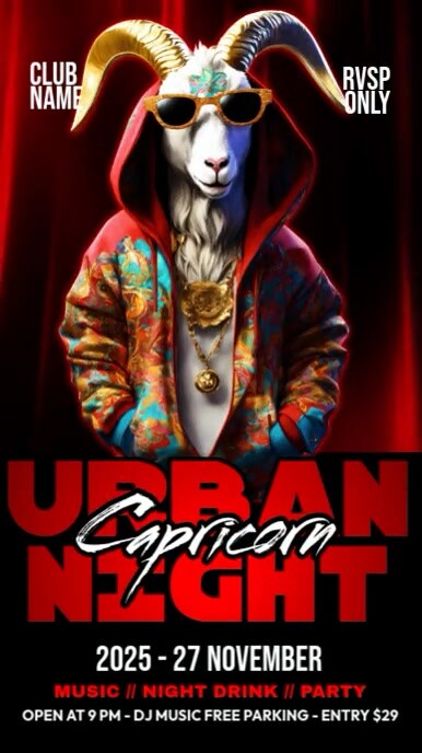 Plantilla de Capricorn Club Night | PosterMyWall