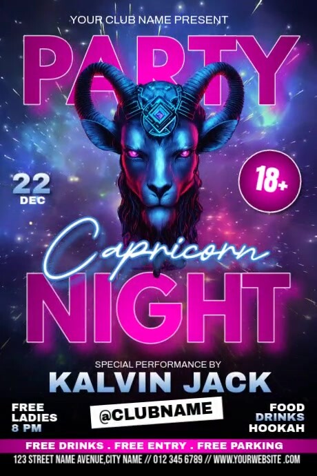 Capricorn Party Night Template | PosterMyWall