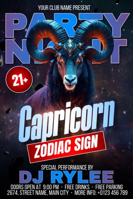 Capricorn Party Night Template | PosterMyWall