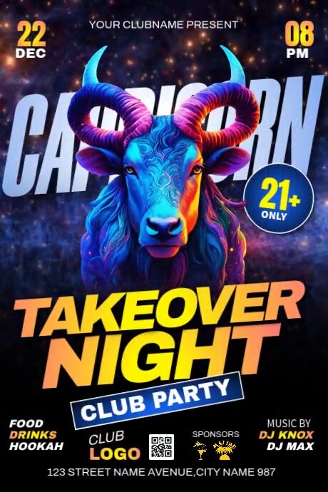 Capricorn Takeover Night Template | PosterMyWall