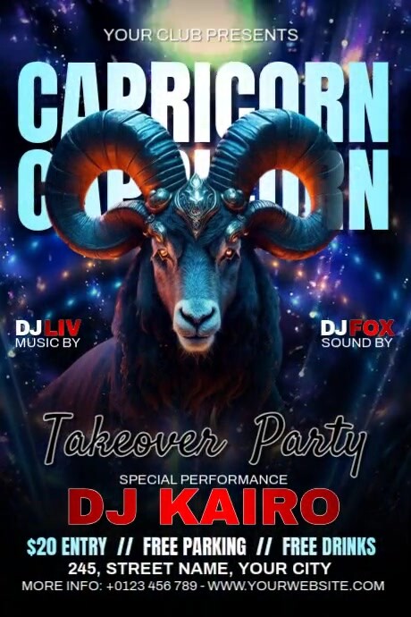 Capricorn Takeover Party Ads Template | PosterMyWall