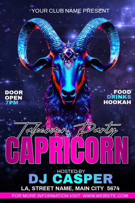 Capricorn Takeover Party Template | PosterMyWall