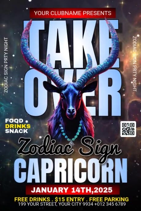 Capricorn Takeover Party Template | PosterMyWall