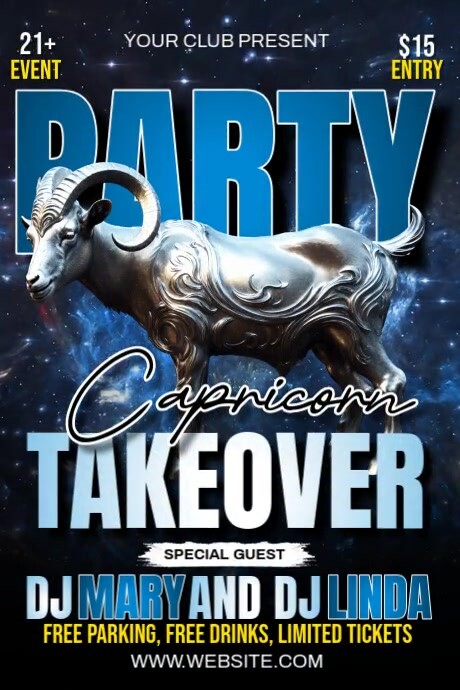 Plantilla de Capricorn Takeover Party | PosterMyWall