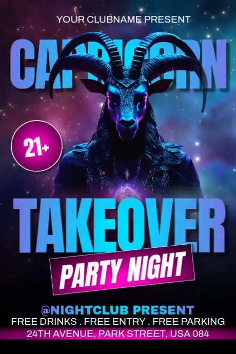 Capricorn Takeover Party Night Template | PosterMyWall