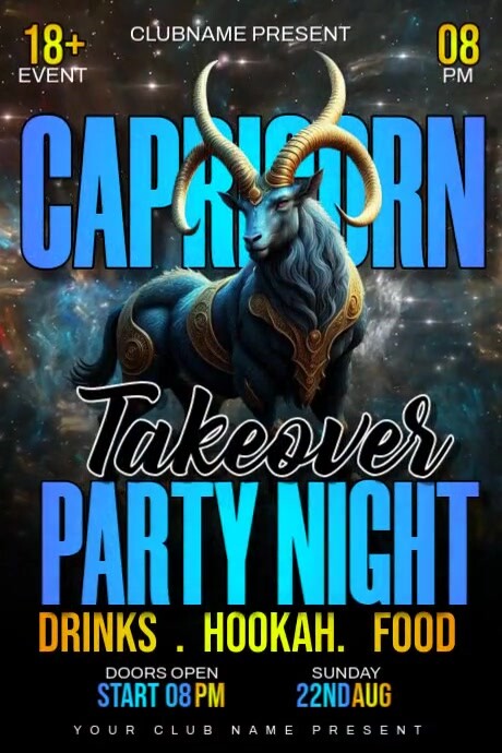 Copy of Capricorn Takeover Party Night | PosterMyWall