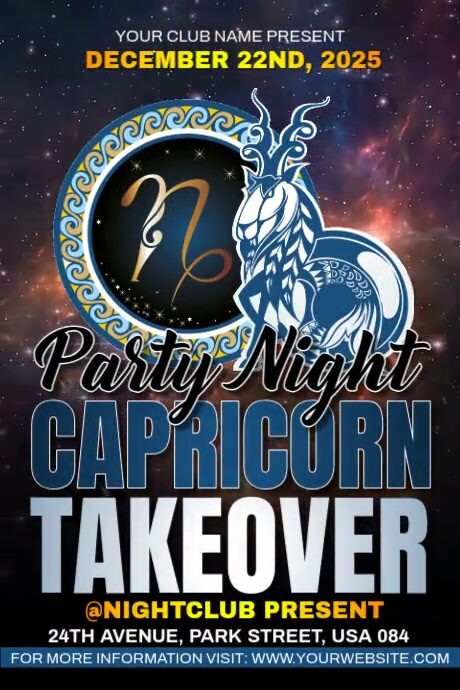 Copy of Capricorn Takeover Party Night | PosterMyWall