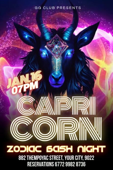 Capricorn Zodia Bash Night Template | PosterMyWall
